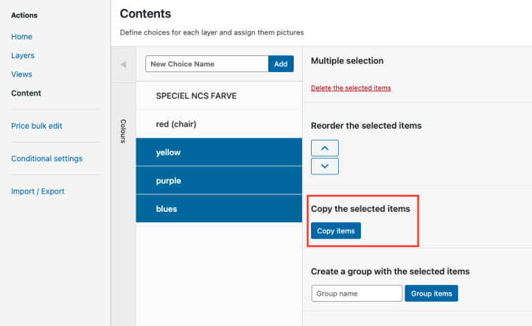 Copy items to a different layer or configurator - Product Configurator ...